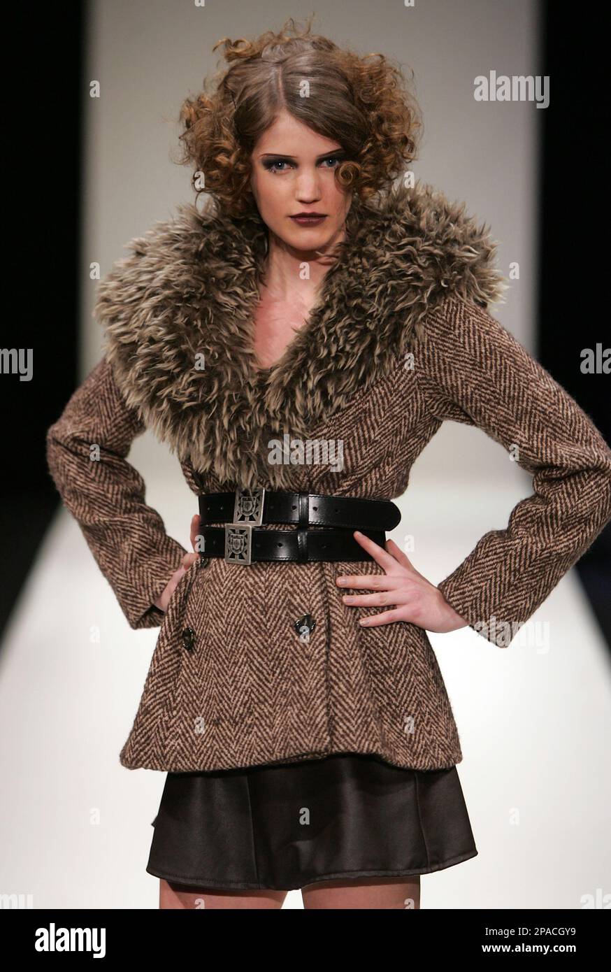 A model wears a creation by Portuguese designer Ana Salazar, Saturday ...