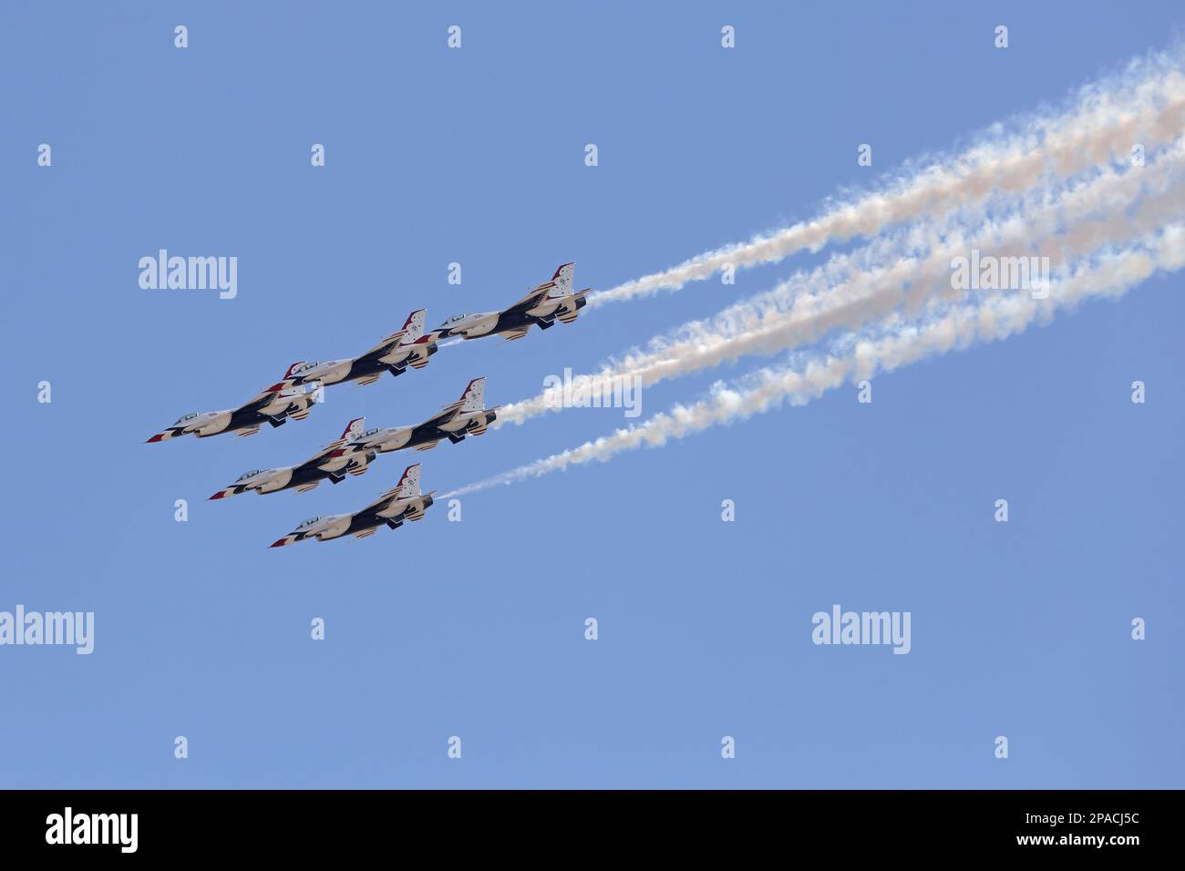 Edwards Air Force Base, California / USA - Oct. 15, 2022: All six F-16 ...