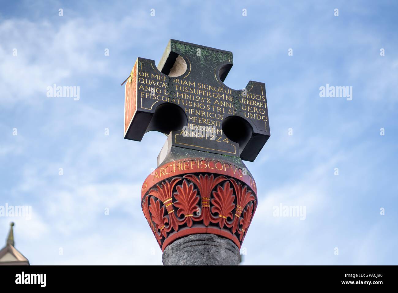 Market cross (Marktkreuz) Column at Hauptmarkt Square - Trier, Germany ...