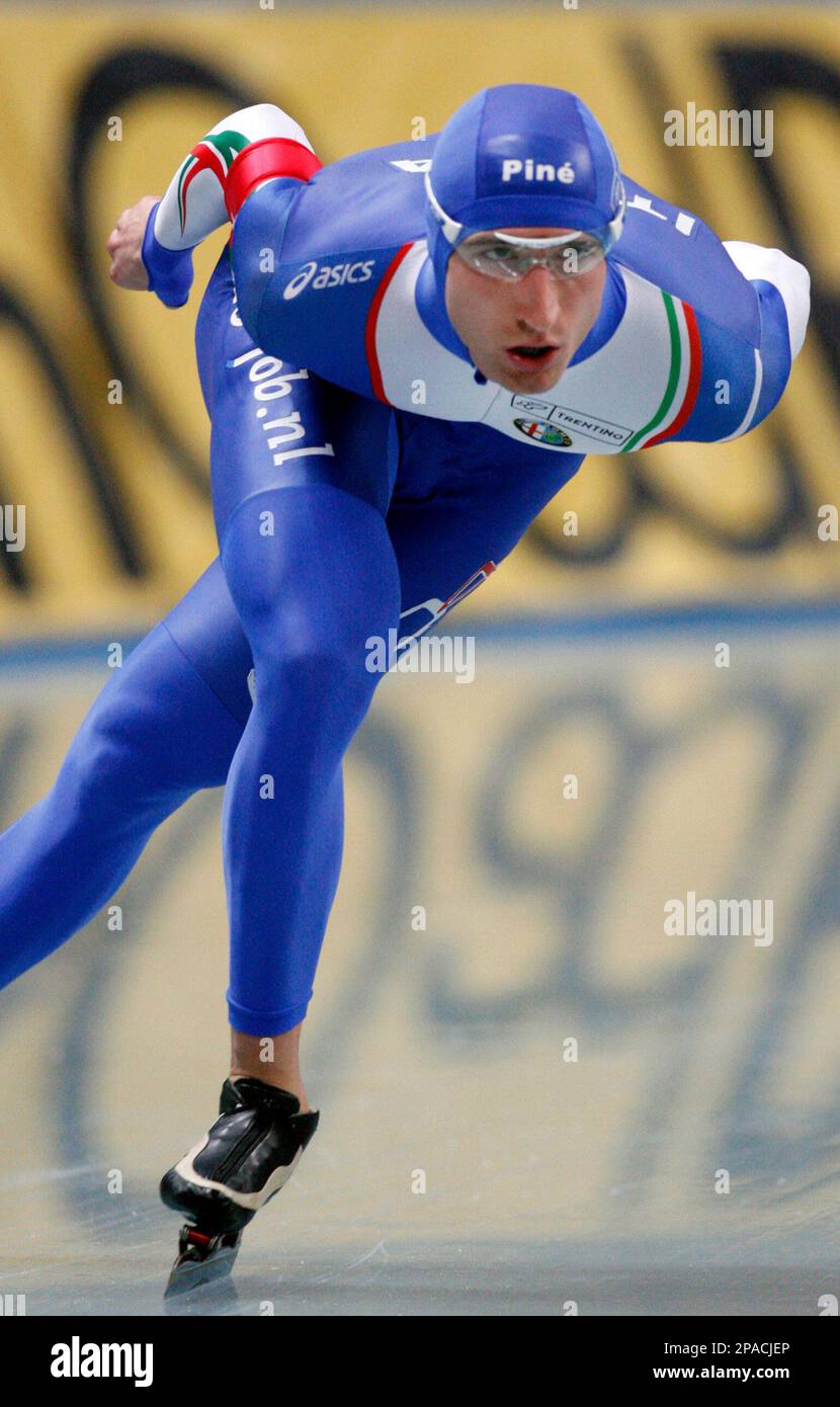 Enrico Fabris of Italy competes in the men's 10,000 meter race at the ...