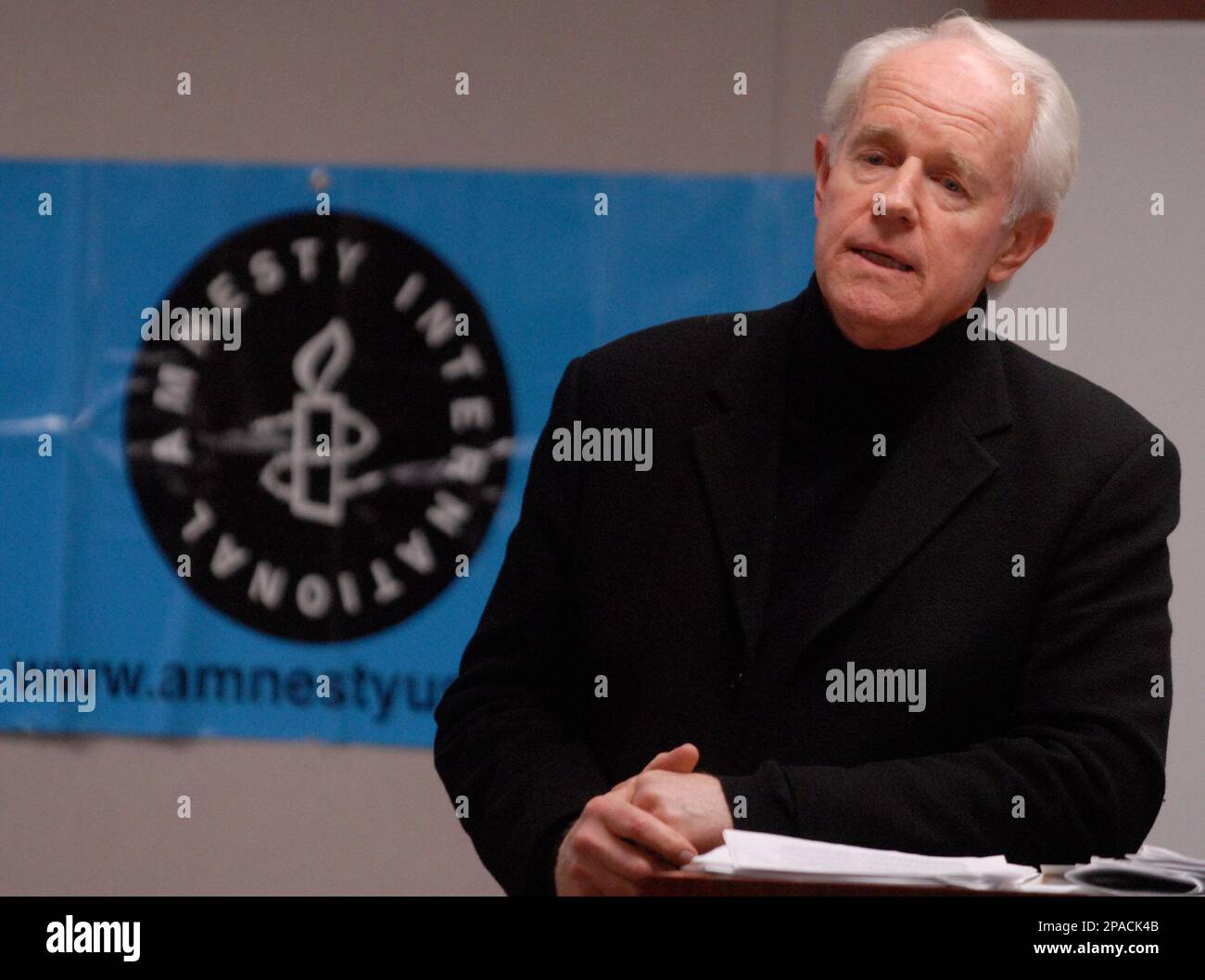 Actor Mike Farrell speaks Friday March 7, 2008, to a group opposed to ...