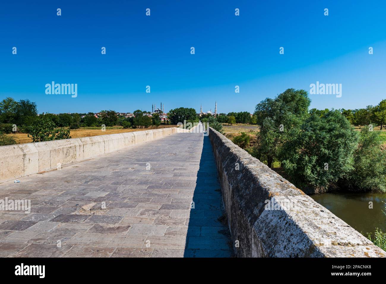 Ottoman bridge on Meric River near Edirne, a famous tourist attraction ...