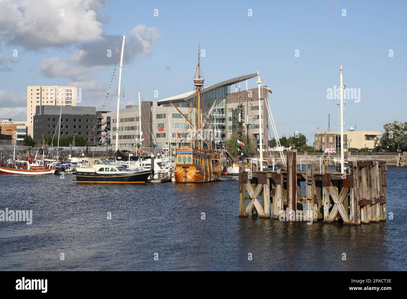 Cardiff bay summer festival. Wales UK, The Matthew moored, boats and ...