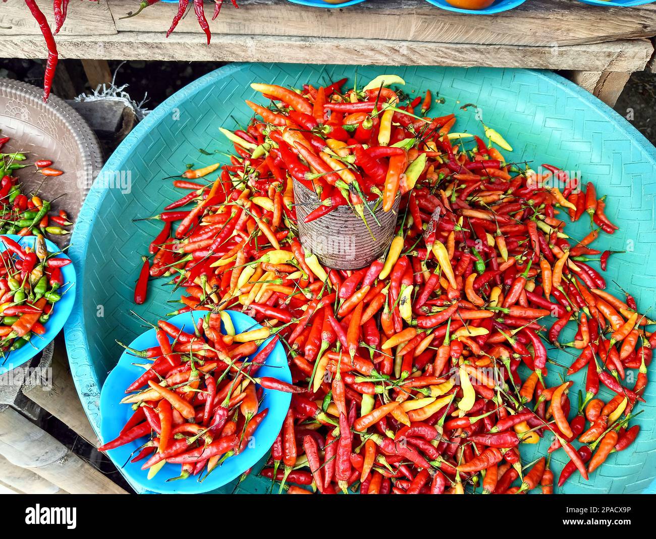 Red hot chilli peppers pattern texture background. Close up. Landscape ...