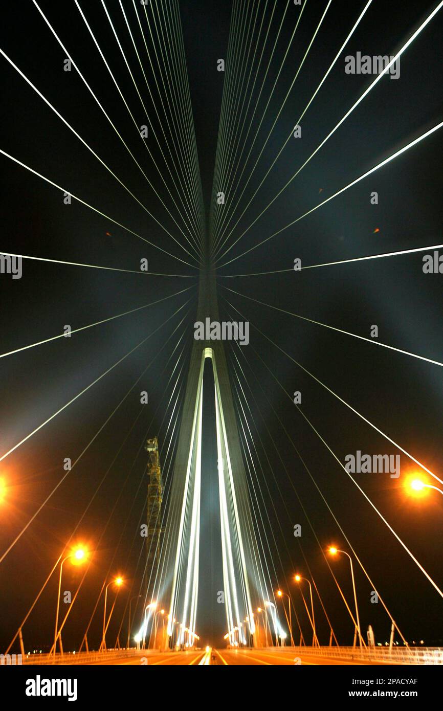 In this photo released by China's Xinhua news agency, Sutong Bridge is ...