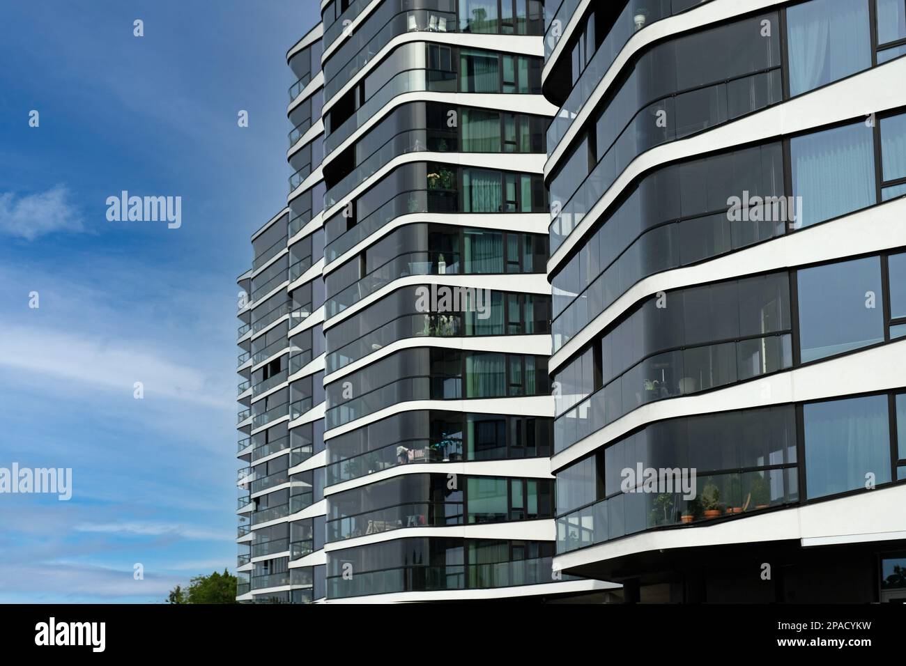 Exterior of modern glass house. Architectural detail of skyscraper ...