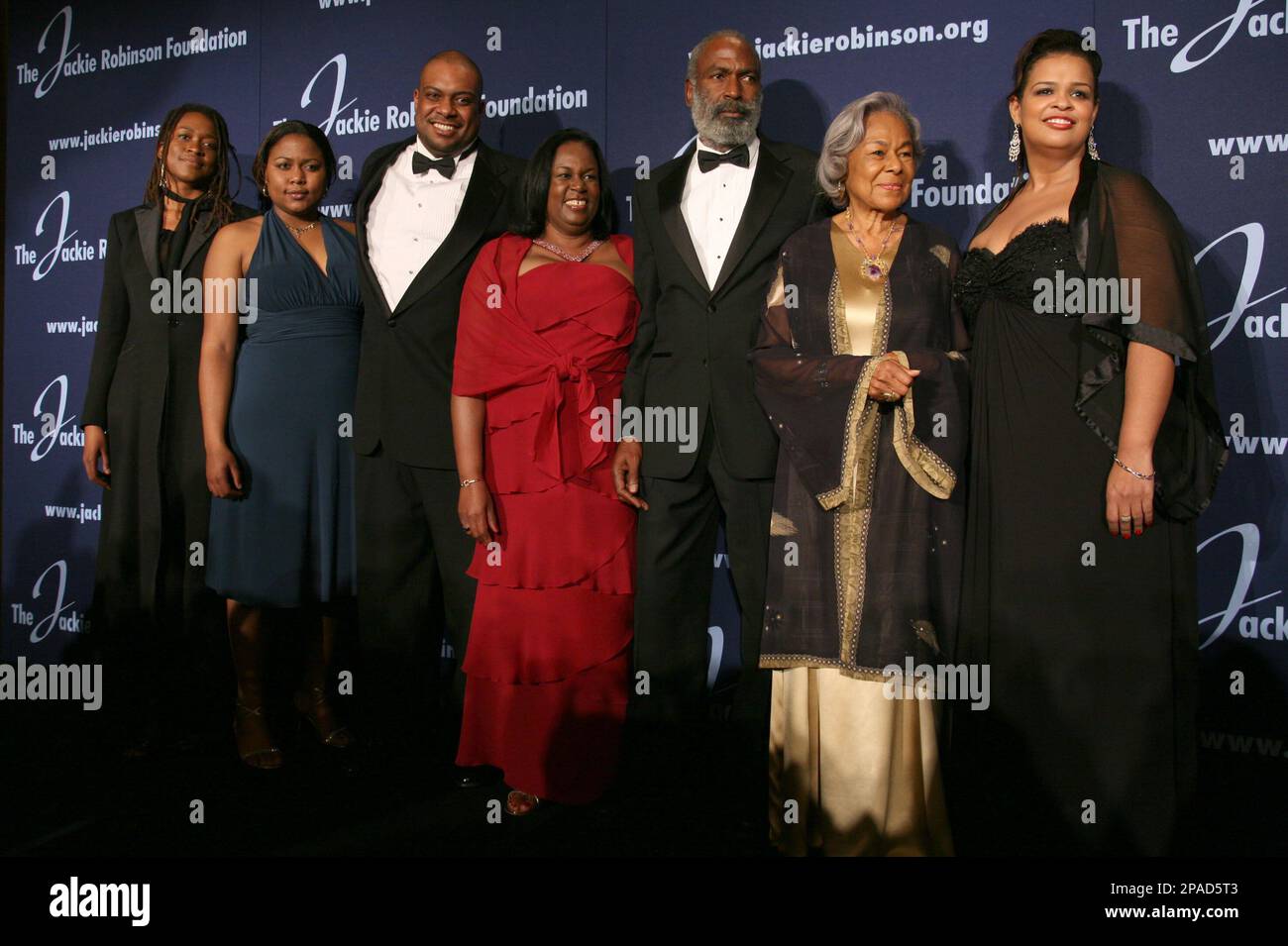 The family of Jackie Robinson, left to right, Ayo Robinson, Meta ...