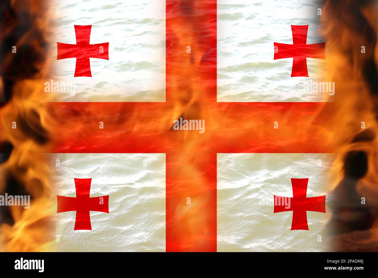 Georgia fire flame. Conflict war over border. Fire, flame. Georgia flag ...