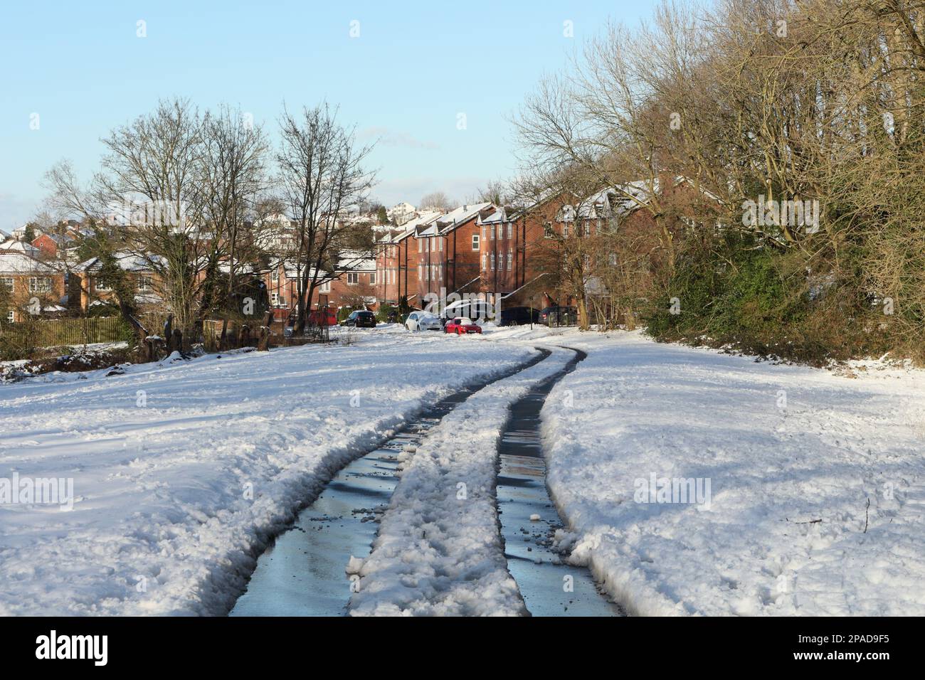 Winter snow scene, suburban Woodseats Sheffield England March 2023 ...