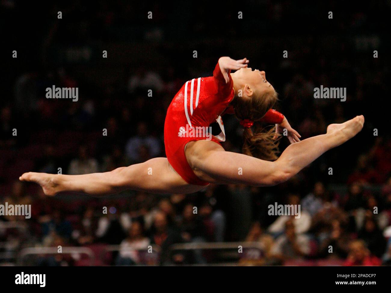 Shawn Johnson competes during the floor exercises American Cup ...