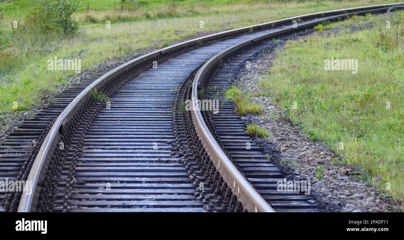 Autumn Industrial landscape, railway receding into the distance Stock ...