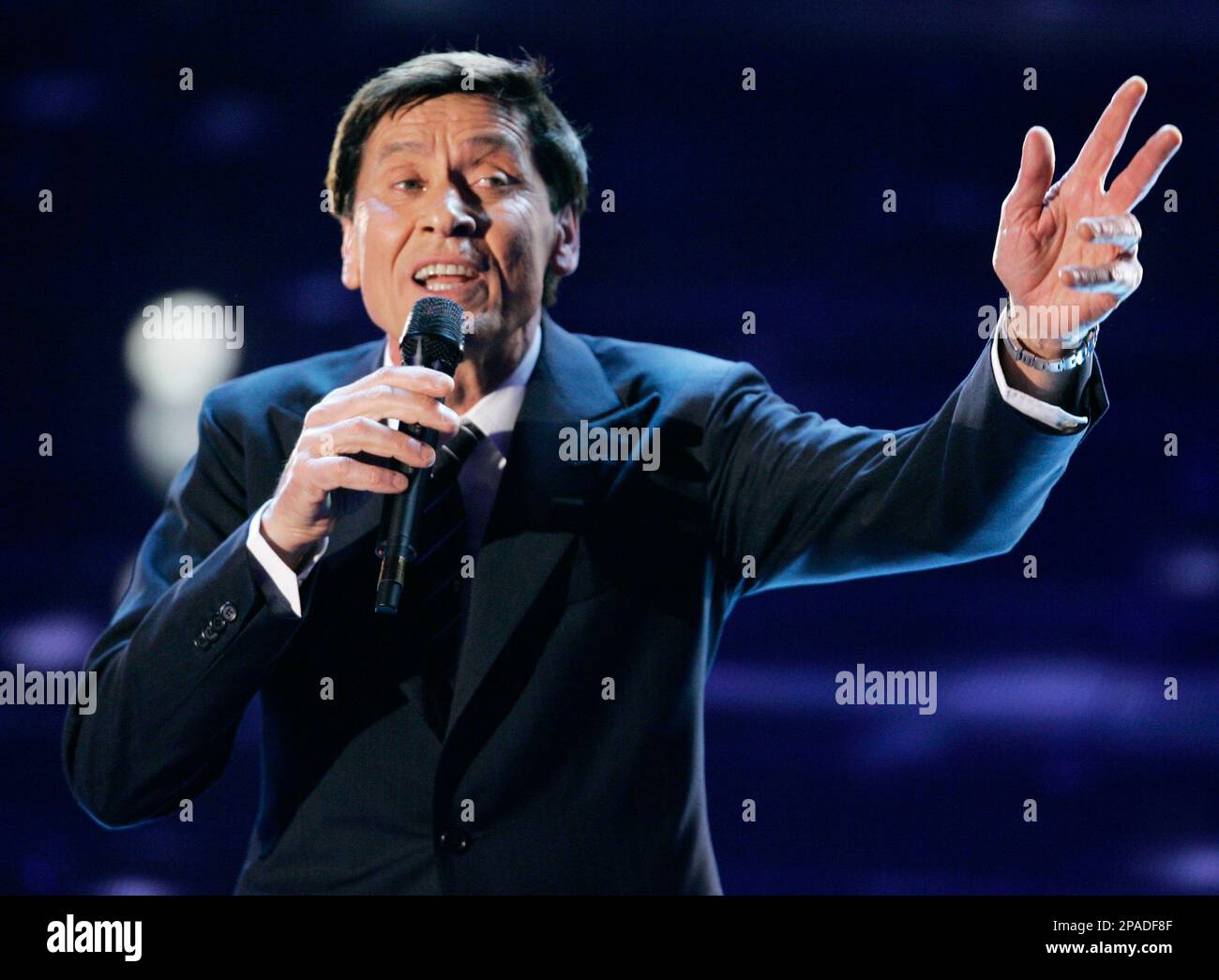 Italian singer Gianni Morandi performs during the "Festival di Sanremo ...
