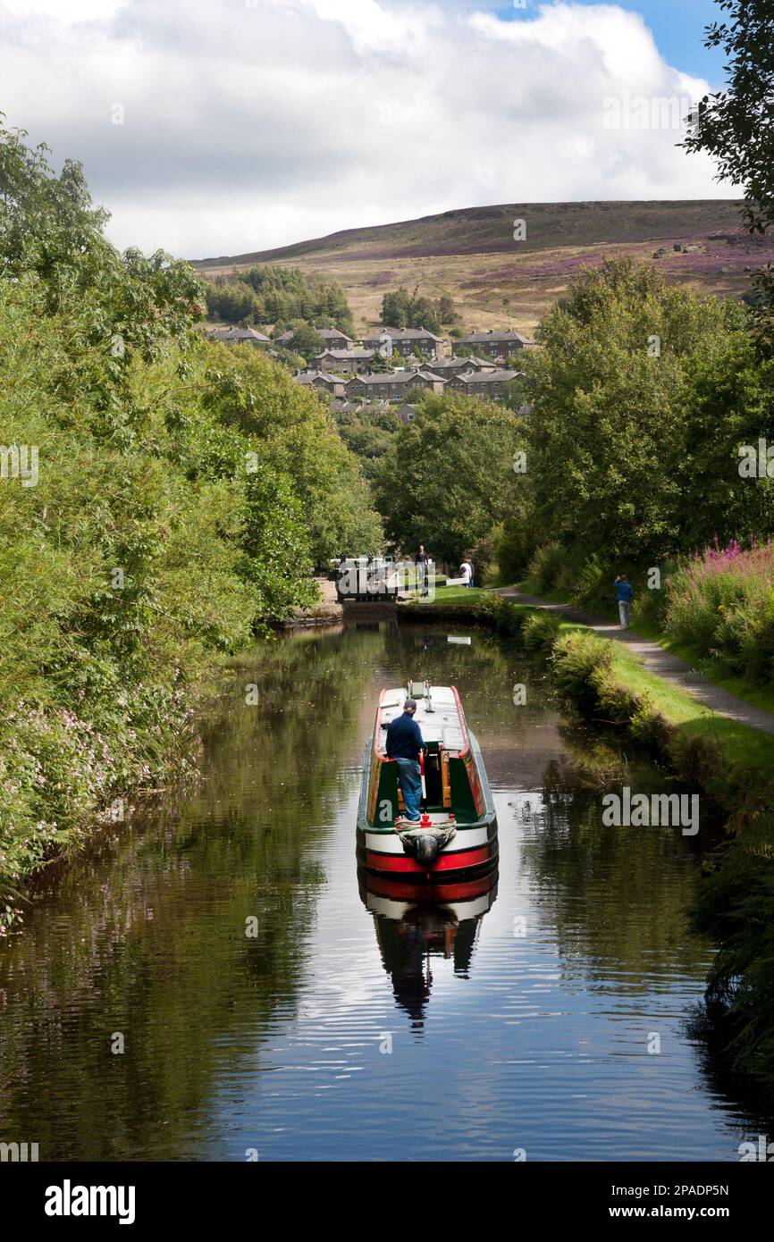 boats on Huddersfield narrow canal Marsden to Slaithwaite end, West ...