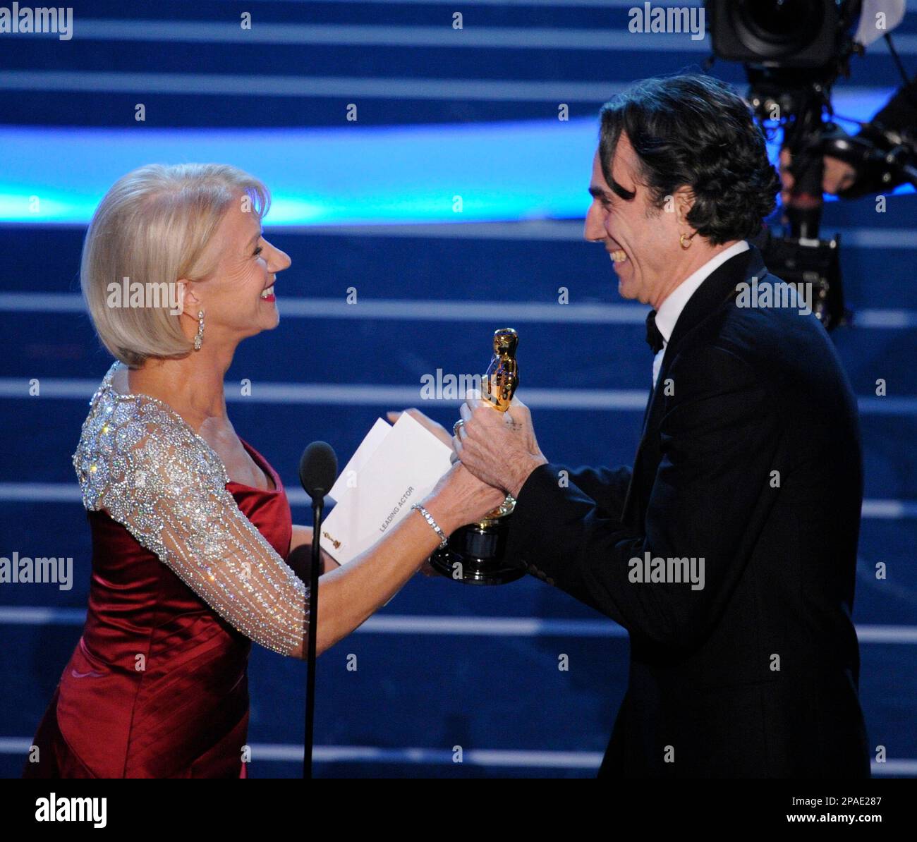 British actor Daniel Day-Lewis accepts the Oscar for best actor for his ...
