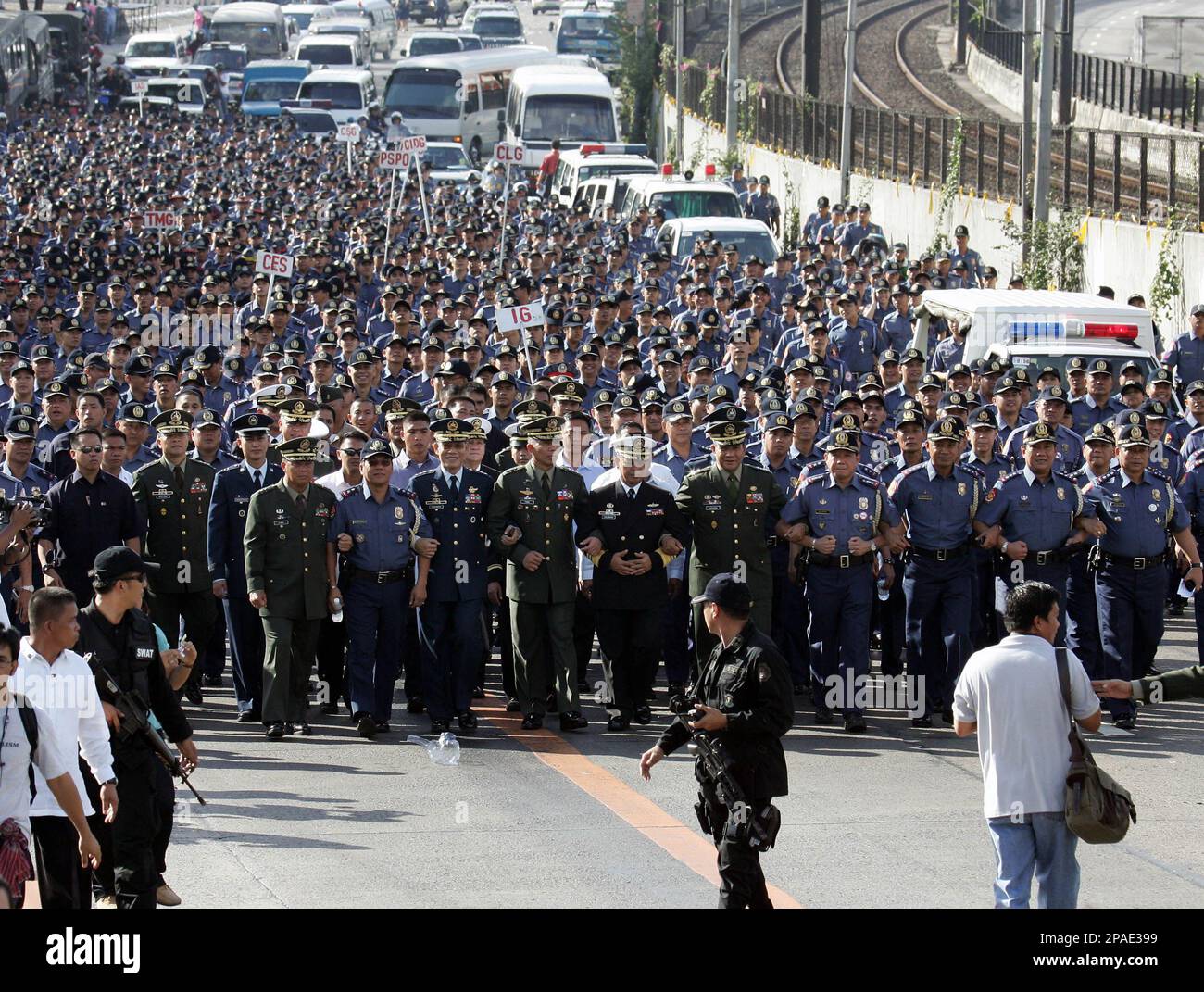 Philippine Armed Forces Chief Gen. Hermogenes Esperon Jr., fifth from ...