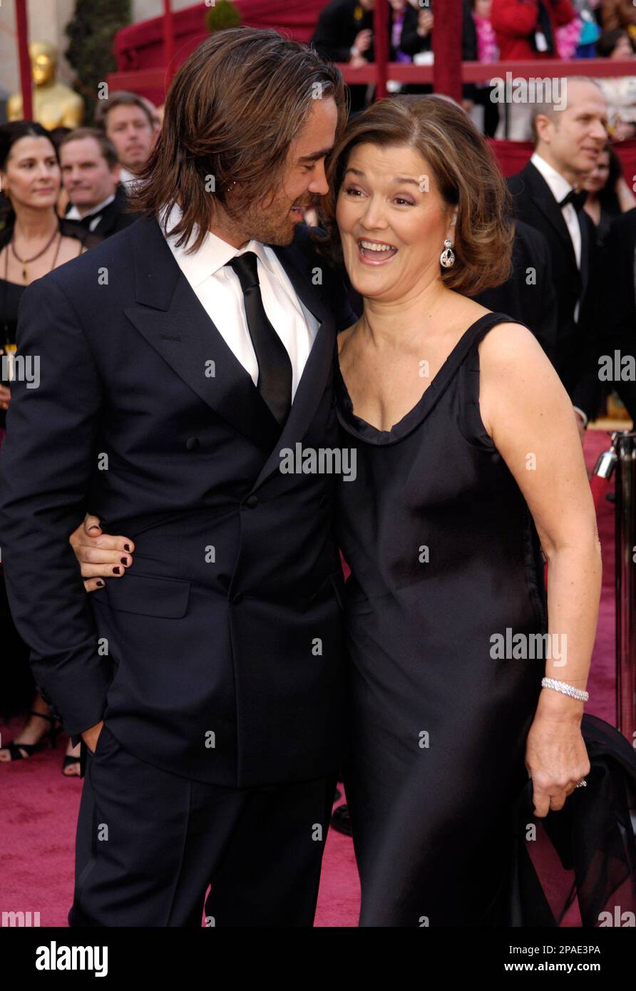 Irish actor Colin Farrell, left, and his mother, Rita, arrive for the ...