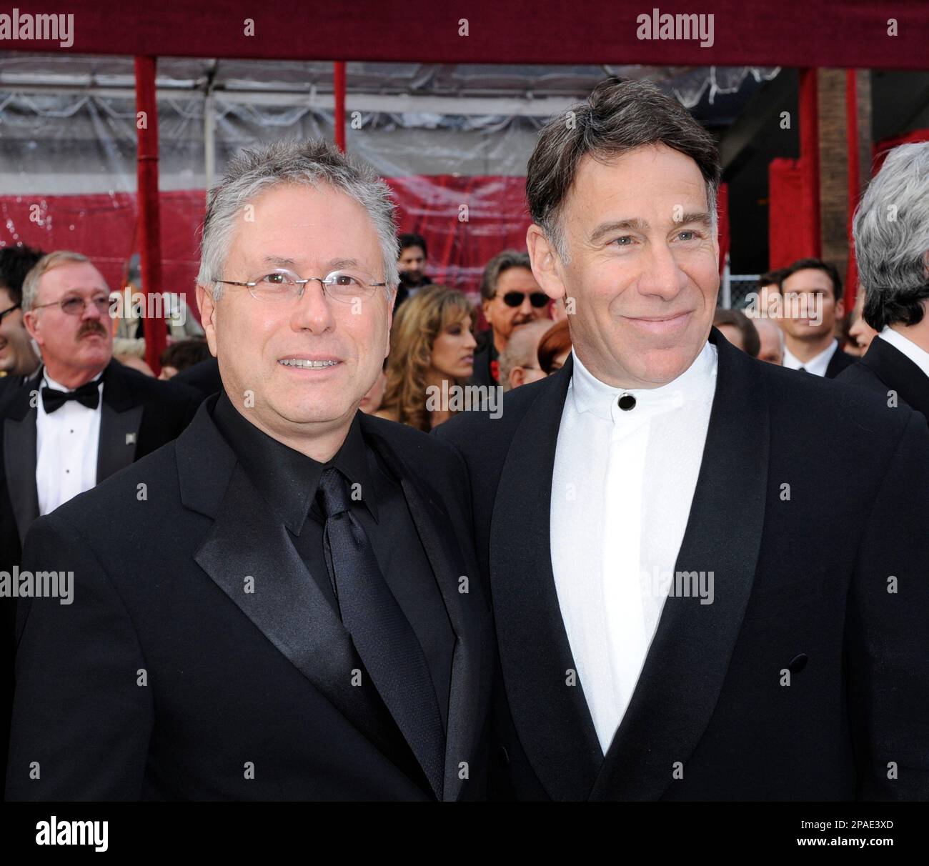 Alan Menkin, left, and Stephen Schwartz arrive for the 80th Academy ...