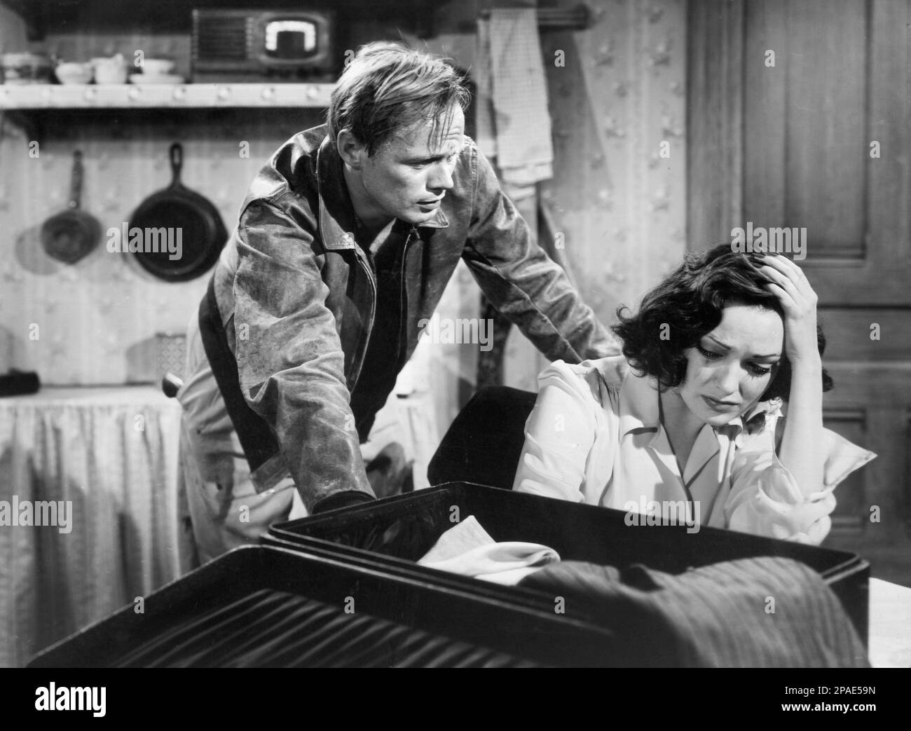 Richard Widmark, Linda Darnell, on-set of the Film, "No Way Out", 20th ...