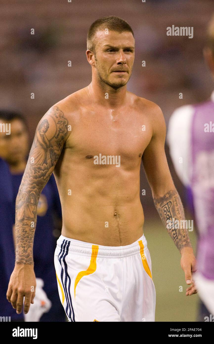 Los Angeles Galaxy defender David Beckham walks off the field at the ...
