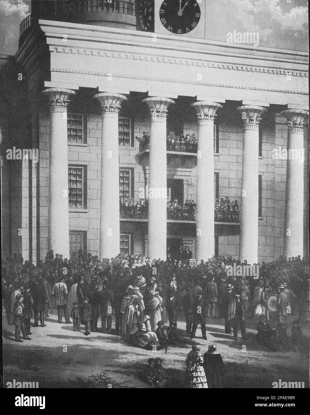 The inauguration of Jefferson Davis as president of the new Confederacy is seen at the capitol ...