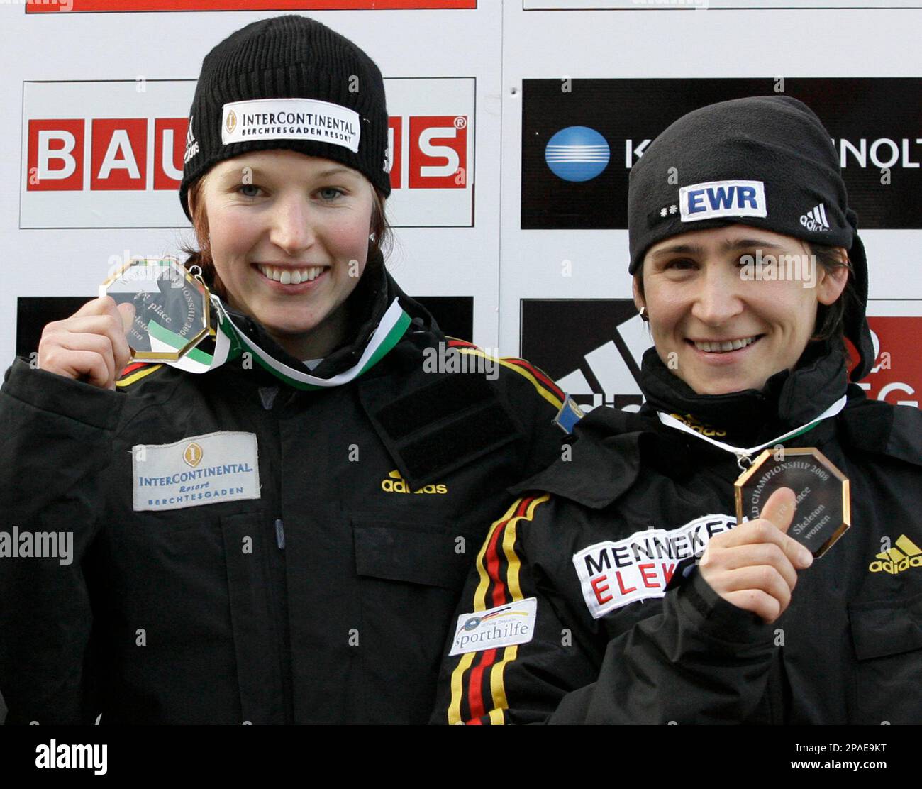 Anja Huber, left, winner, and Kerstin Juergens, right, third placed ...