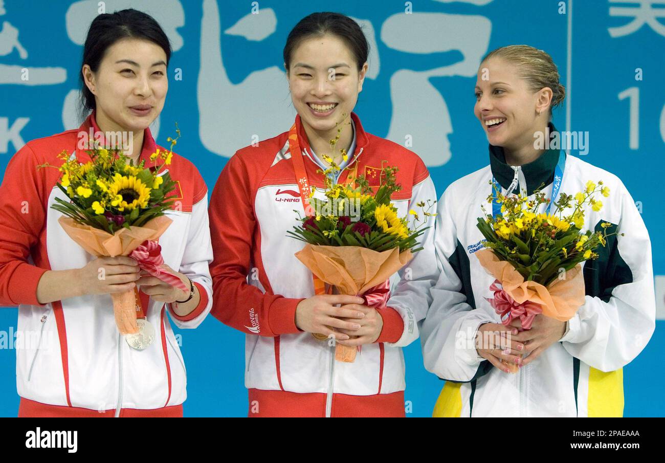 From left, silver medalist China's Guo Jingjing, gold medalist, China's ...
