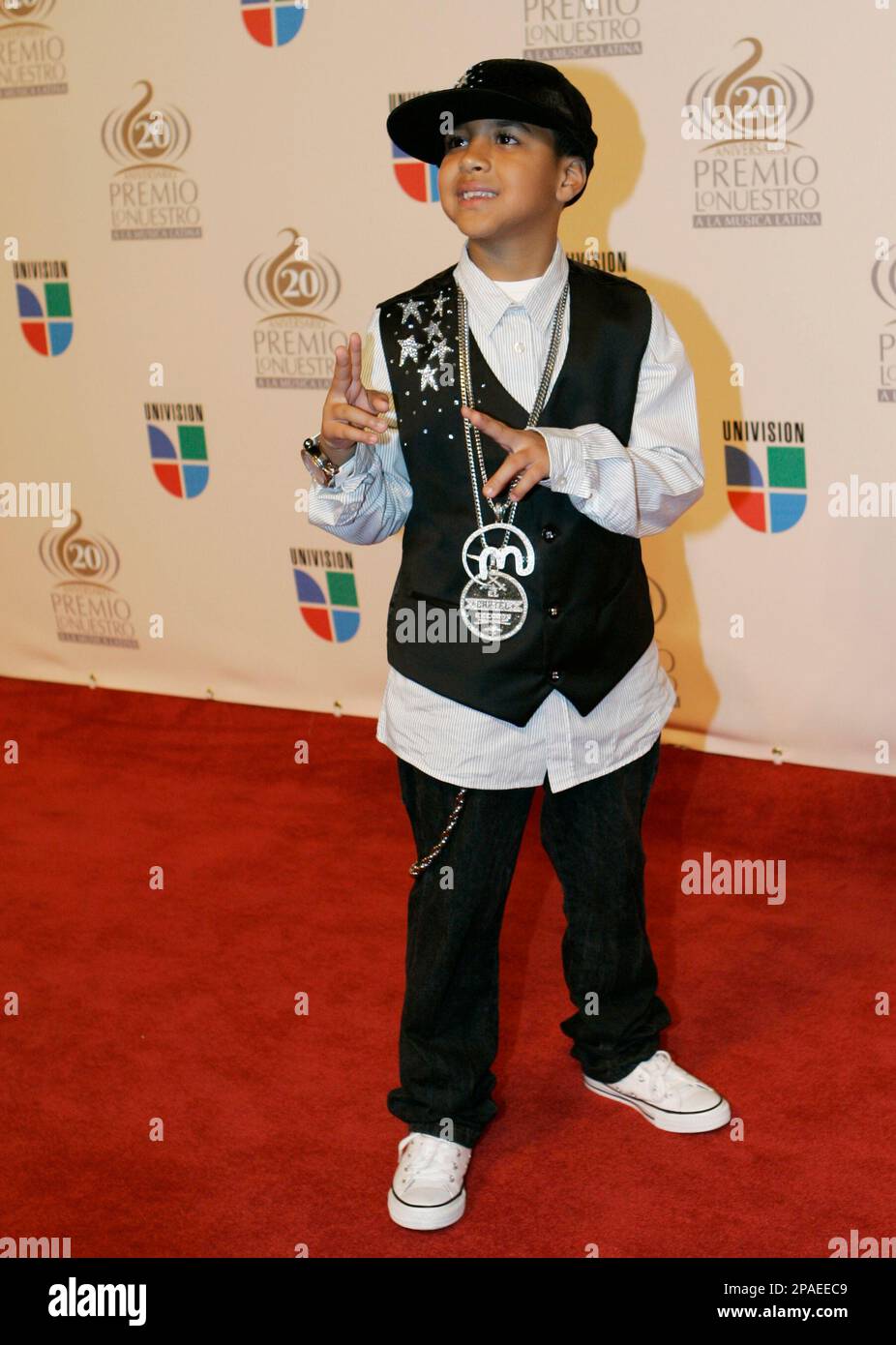 Reggaeton musician Miguelito of Puerto Rico poses on the red carpet for ...