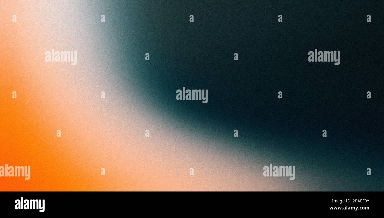 Orange white green illuminated spots on black, grainy gradient ...