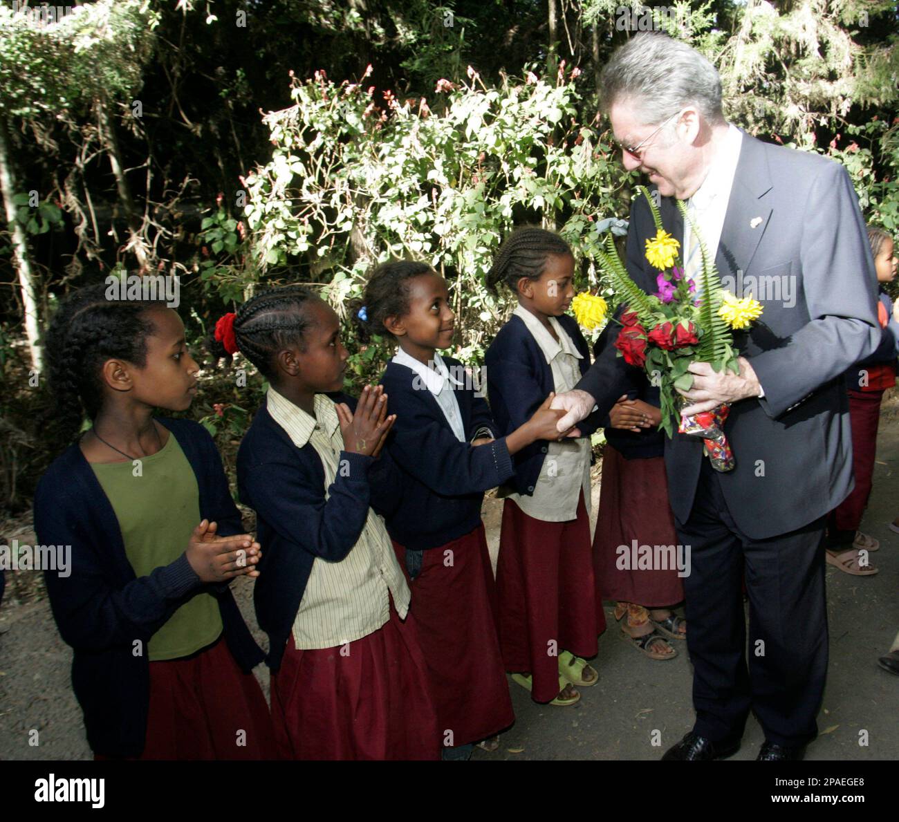 Austrian President Heinz Fischer, right, meets orphans at the orthodox ...