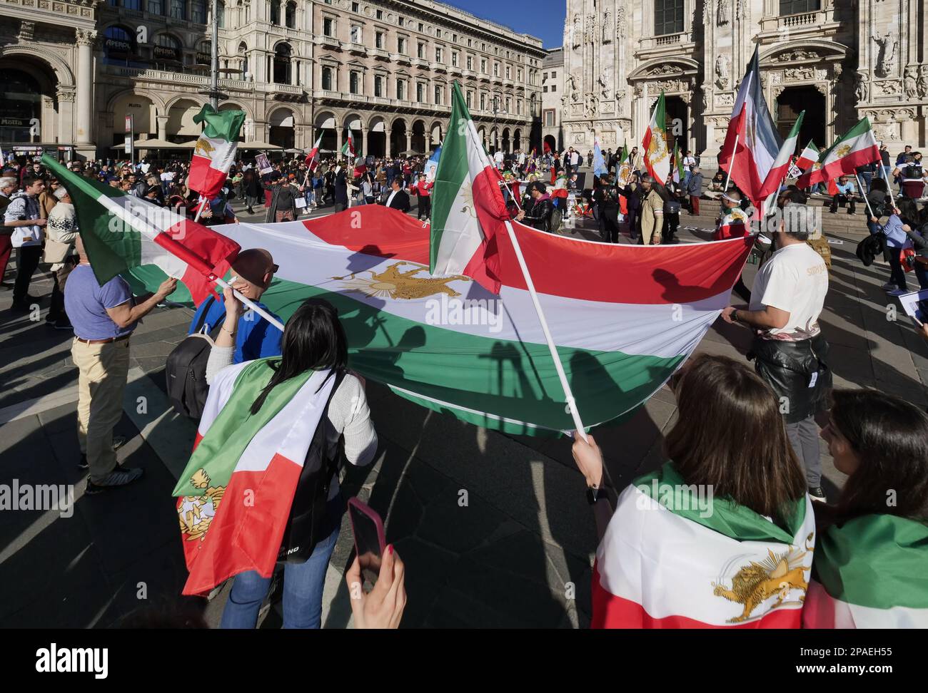 Milan, . 12th Mar, 2023. Dramatic protest demonstration by the Iranian ...