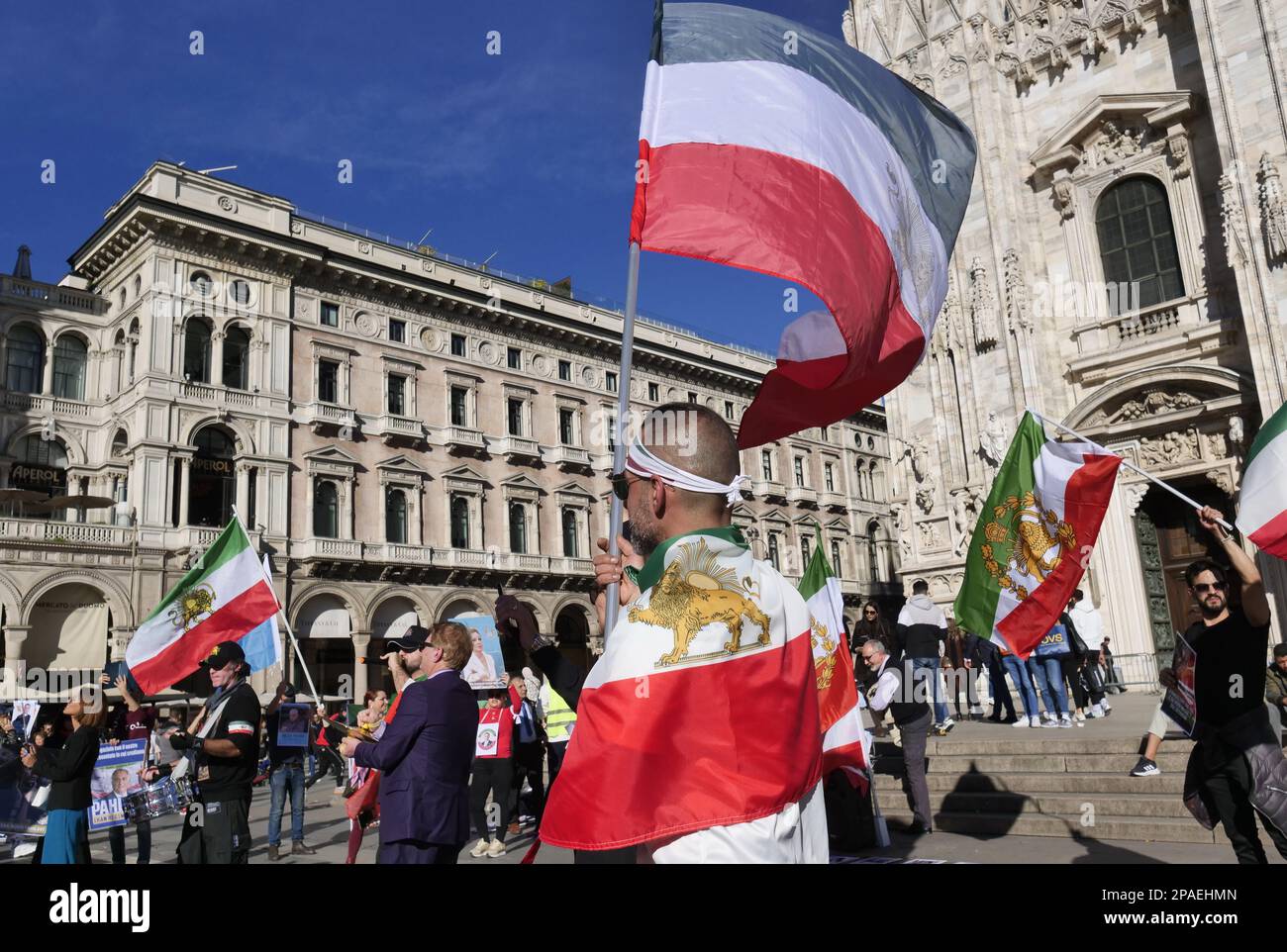 Milan, . 12th Mar, 2023. Dramatic protest demonstration by the Iranian ...