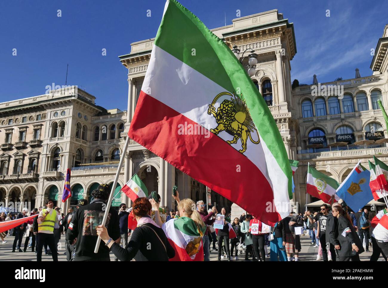 Milan, . 12th Mar, 2023. Dramatic protest demonstration by the Iranian ...