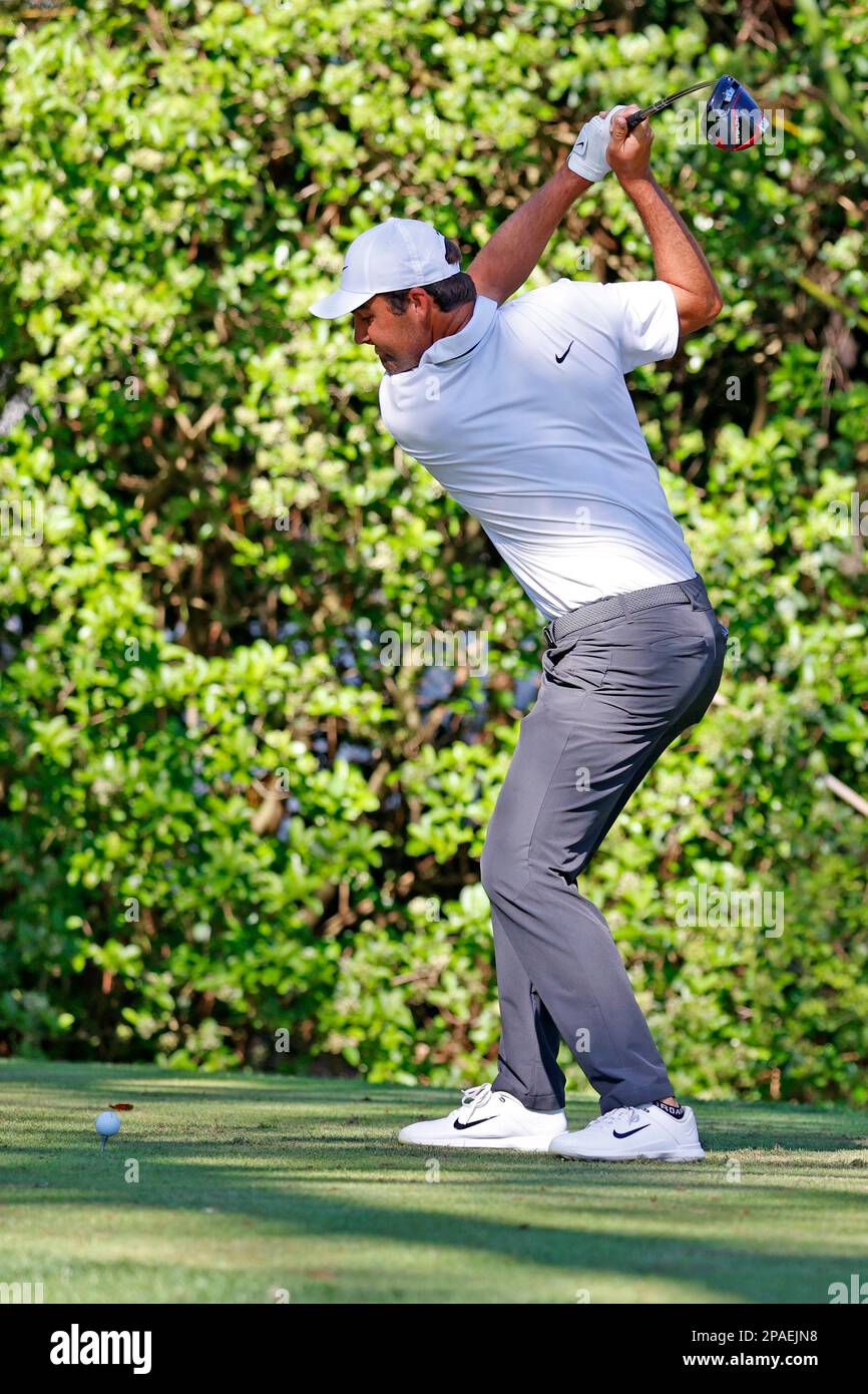 PONTE VEDRA BEACH, FL - MARCH 11: PGA golfer Scottie Scheffler hits his ...