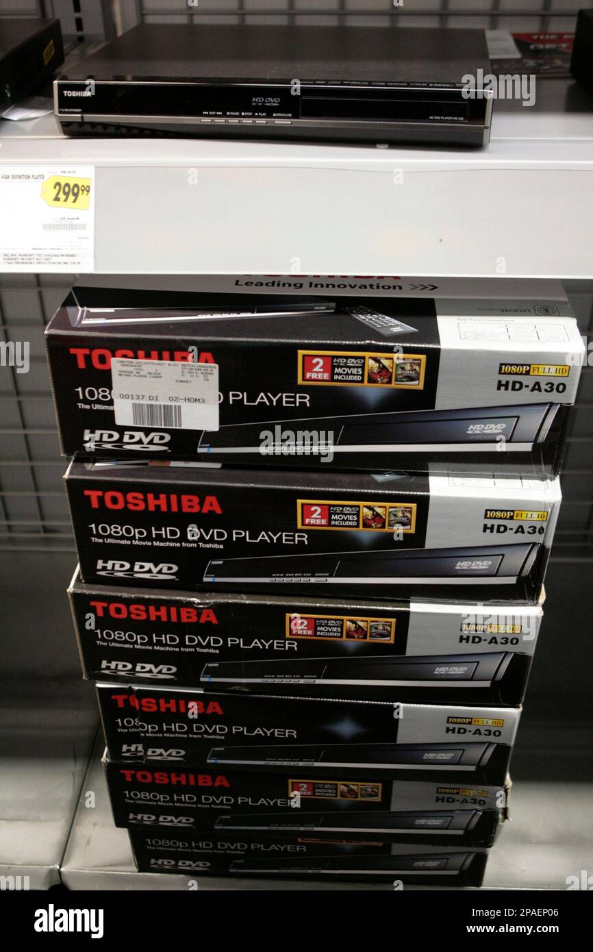 Unsold Toshiba HD DVD players are seen at the Best Buy store in Burbank ...