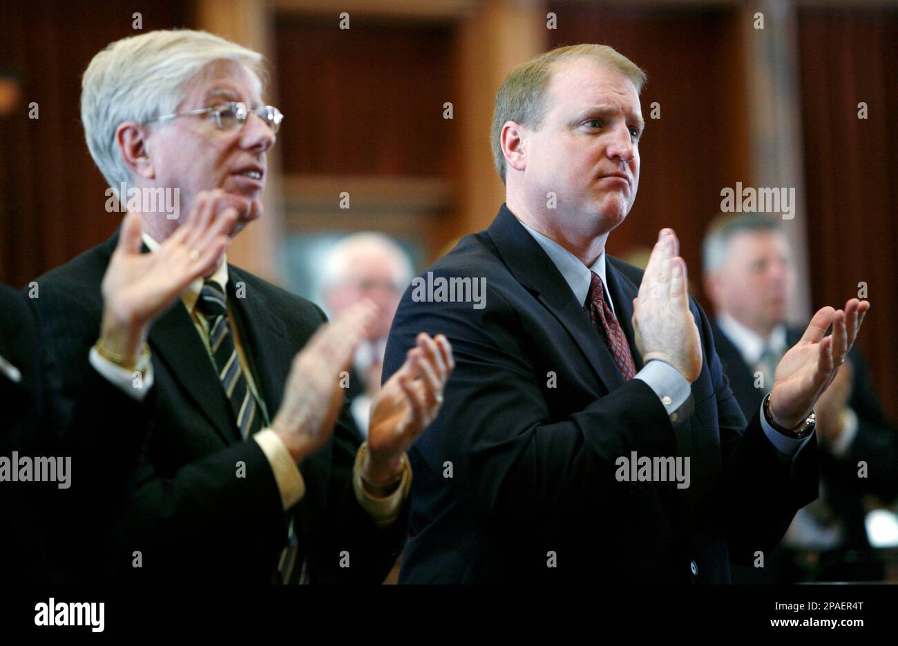 Iowa Gov. Chet Culver, right, and Iowa Attorney General Tom Miller ...