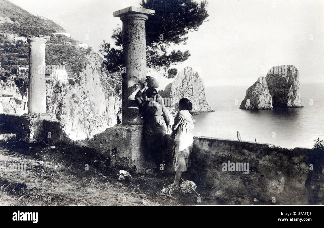 1920 c. , Isle of CAPRI , Italy : The FARAGLIONI from the Belvedere di ...
