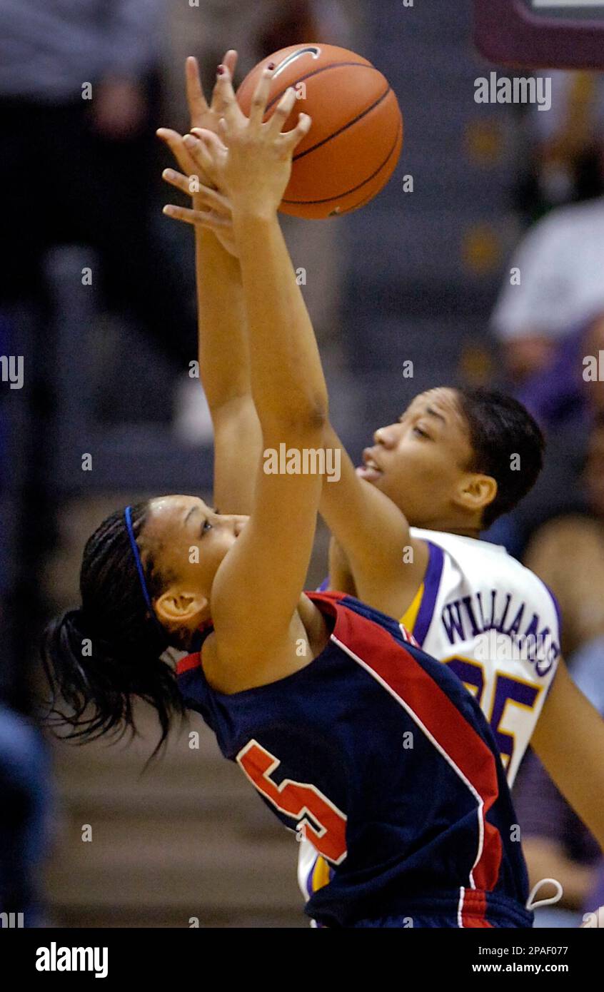 Mississippi's Shawn Goff, left, and Louisiana State's Mesha Williams ...