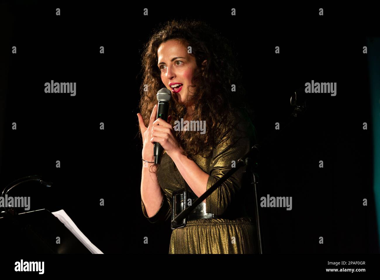 Hannah Friedman performing onstage Stock Photo - Alamy