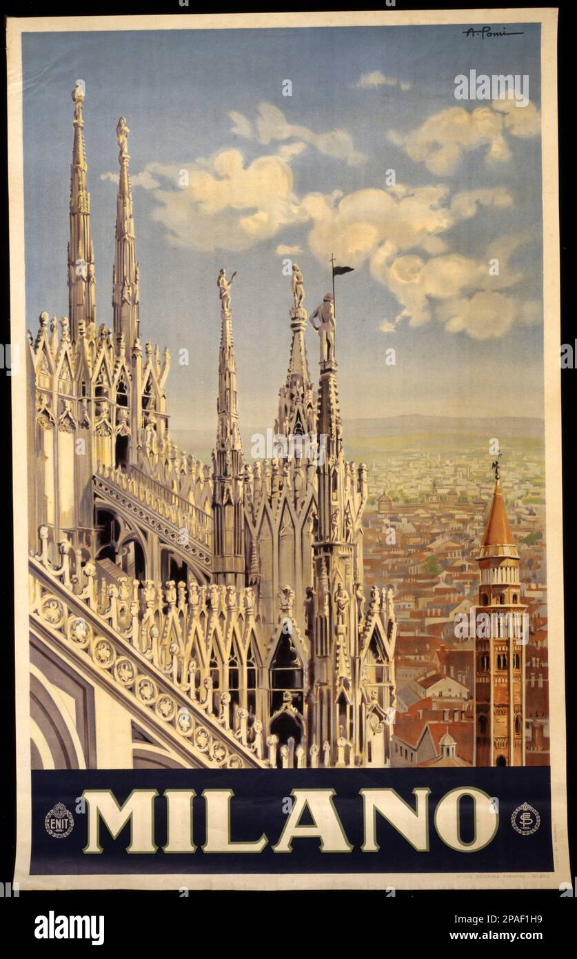 1920 ca , MILANO, Italy : The advertising poster for the MILANO by ENIT ...