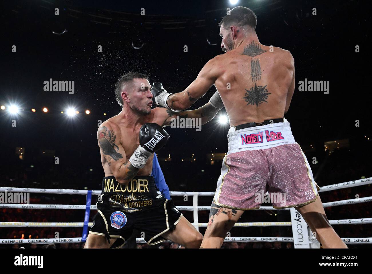 Koen Mazoudier (left) in action against Ben Mahoney during the ...