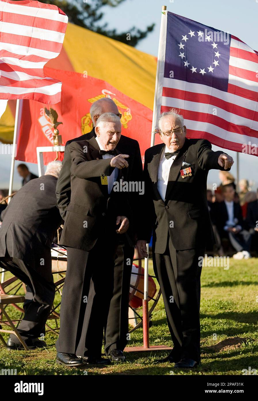 Battle of Iwo JIma survivors John Peterkovich, left, and Joe Garza ...