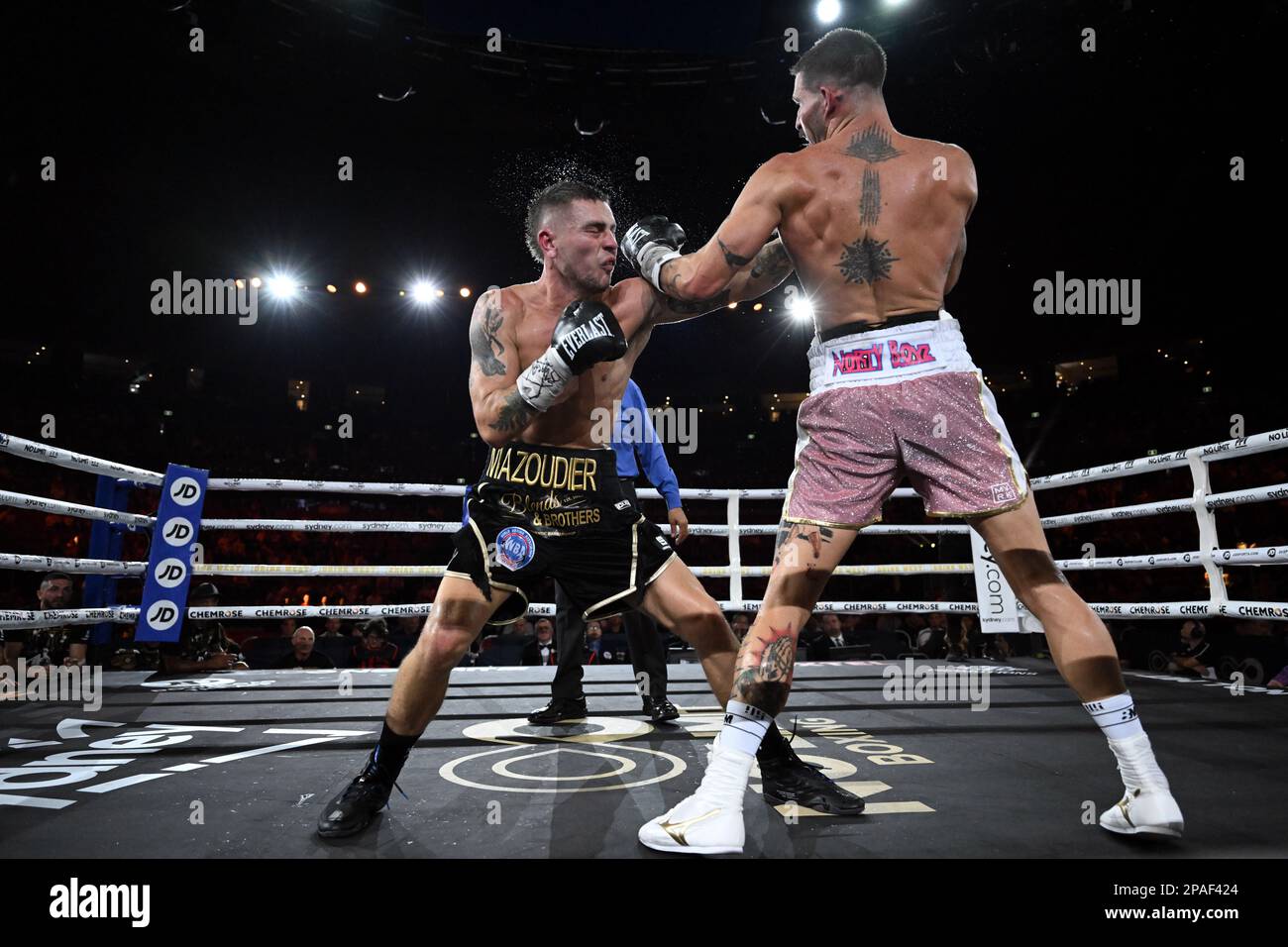Koen Mazoudier (left) in action against Ben Mahoney during the ...