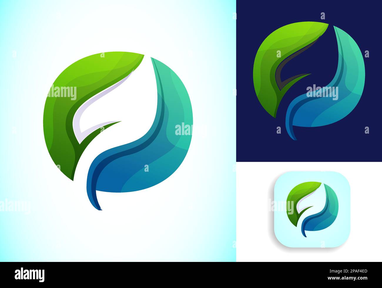 Letter O with negative space leaf logo vector template. Gradient logo ...