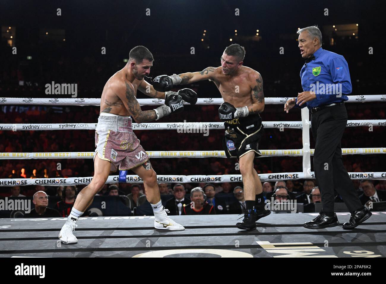Koen Mazoudier (right) and Ben Mahoney in action during the undercard ...