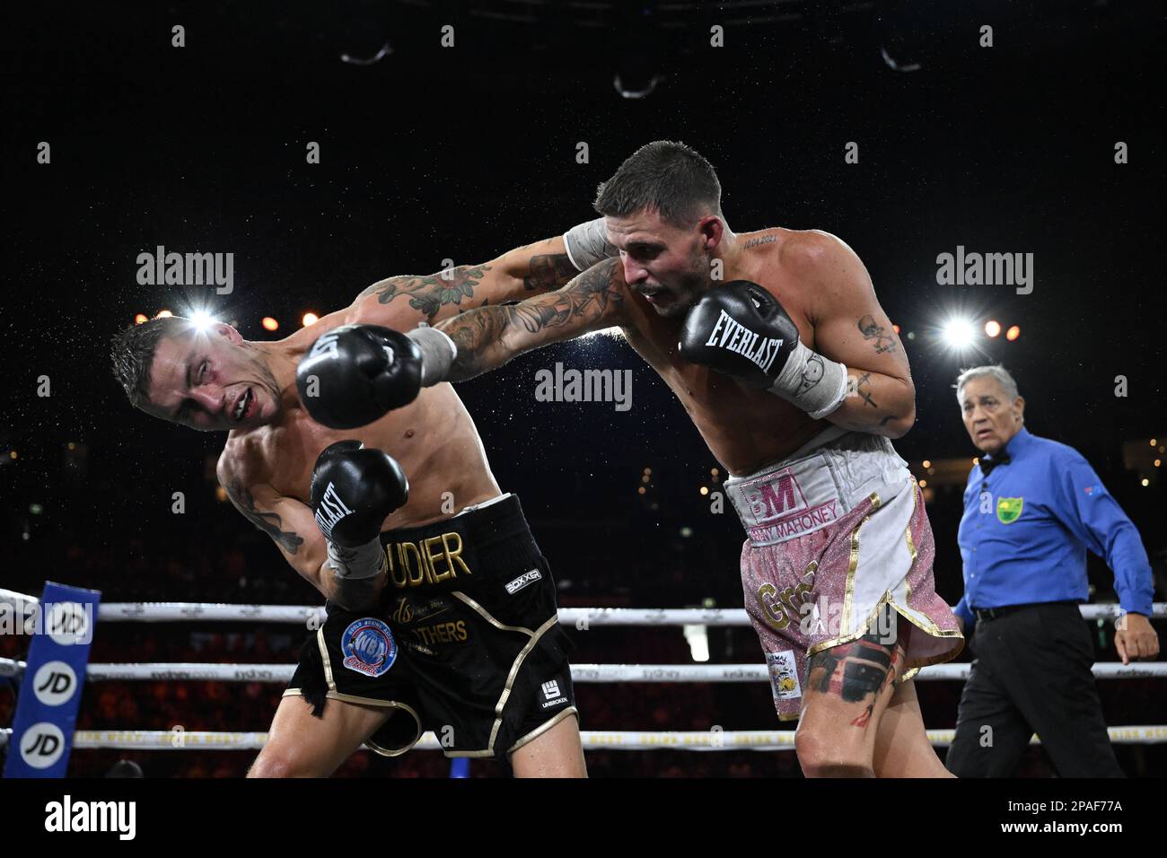 Koen Mazoudier (left) and Ben Mahoney in action during the undercard ...