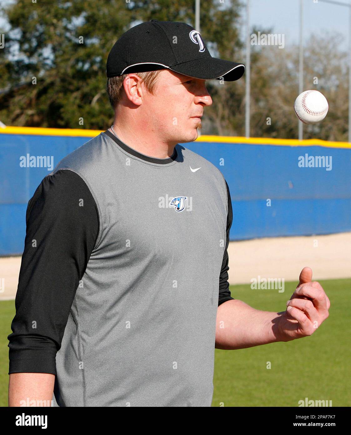 Toronto Blue Jays pitcher B.J. Ryan warms up on the first day for ...