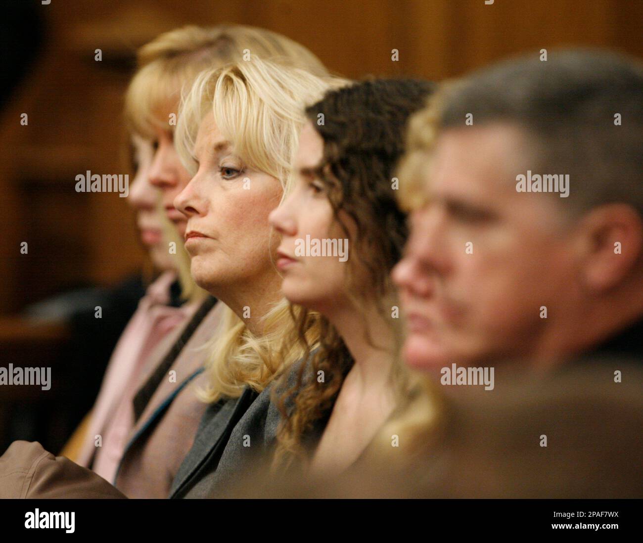 Patricia Porter, mother of Jessie Davis, listens to the judge as he ...