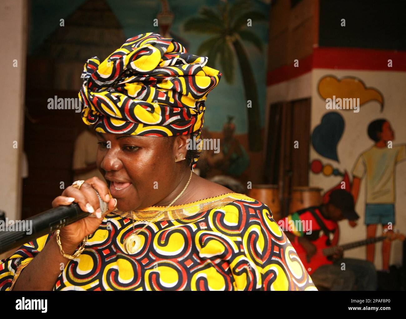 Juli Endee, Liberian pop singer sings inside her studio in Monrovia ...