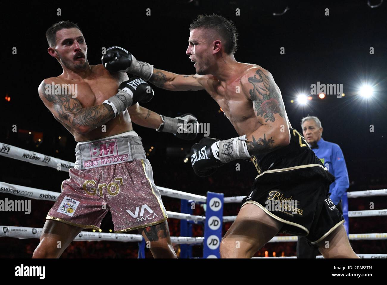 Koen Mazoudier (right) and Ben Mahoney in action during the undercard ...