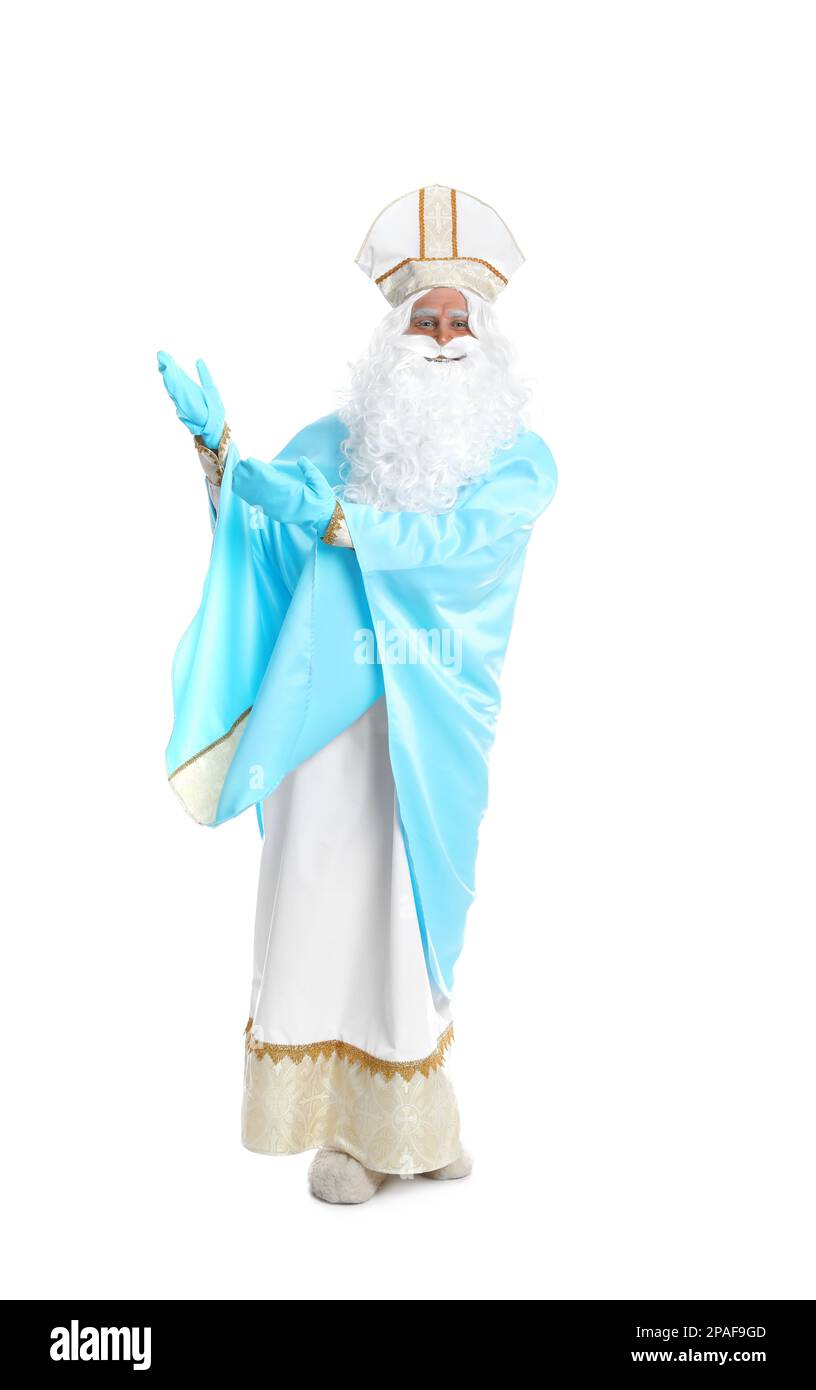 Full length portrait of Saint Nicholas on white background Stock Photo ...